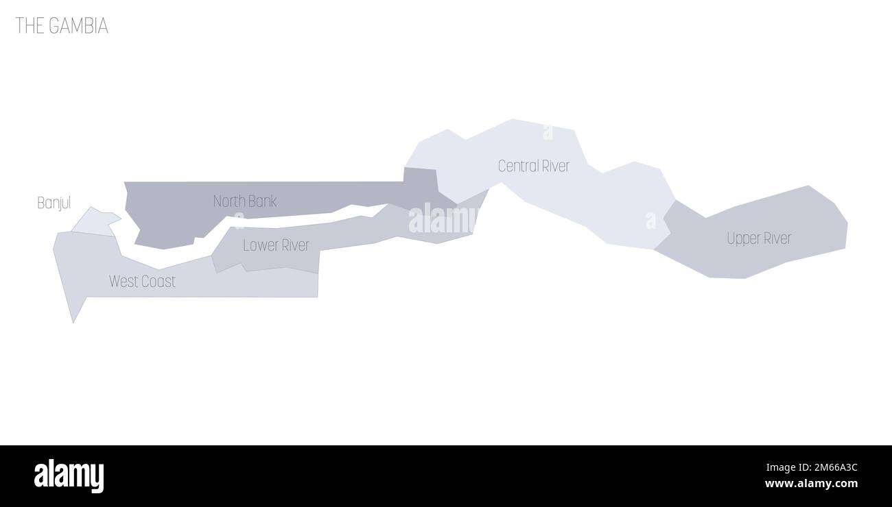 The Gambia political map of administrative divisions - regions and city ...