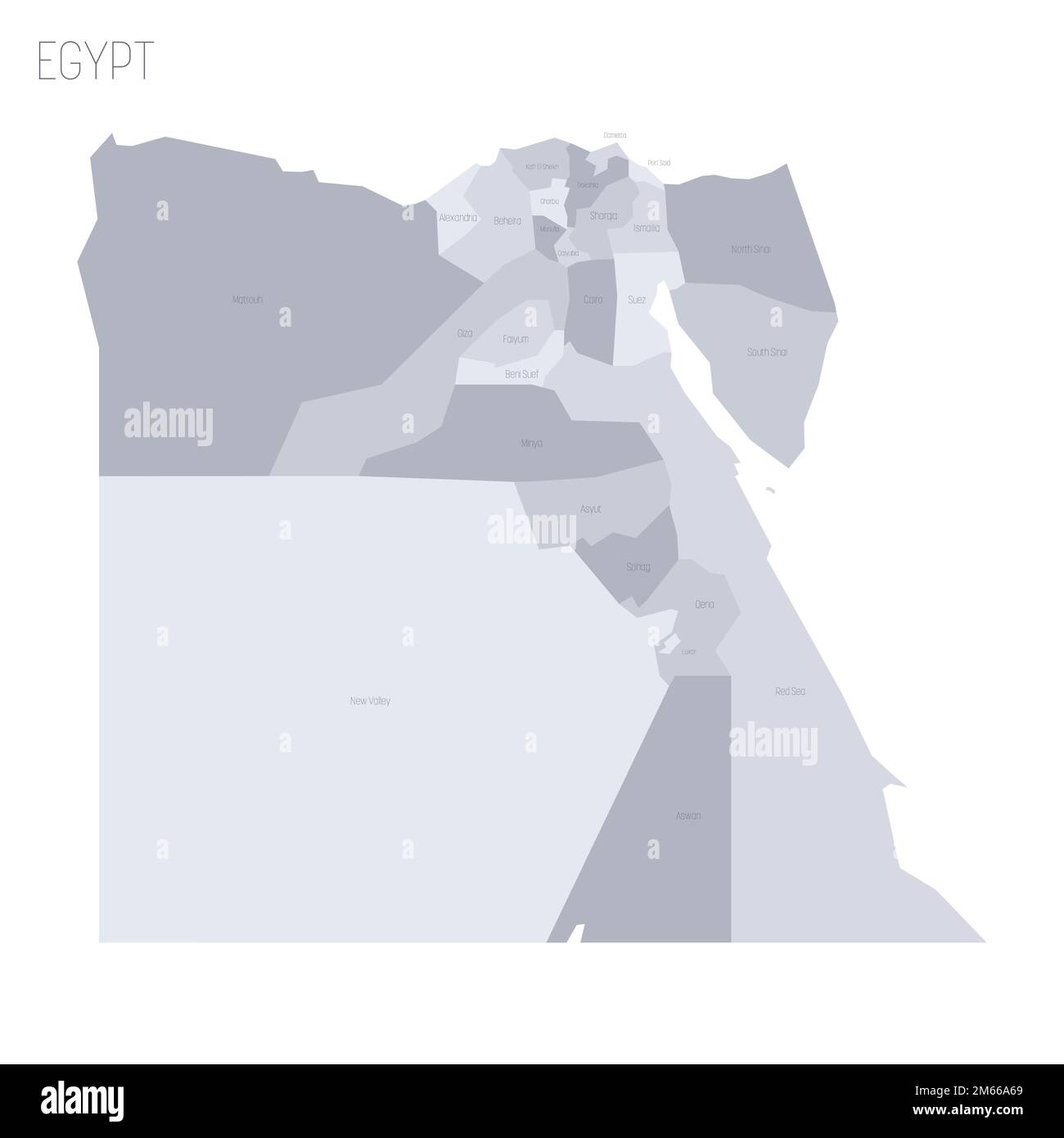 Egypt political map of administrative divisions - governorates. Grey ...