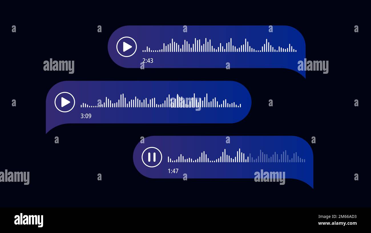 Voice messages. Bubbles with audio record. Chat messenger Ui concept ...