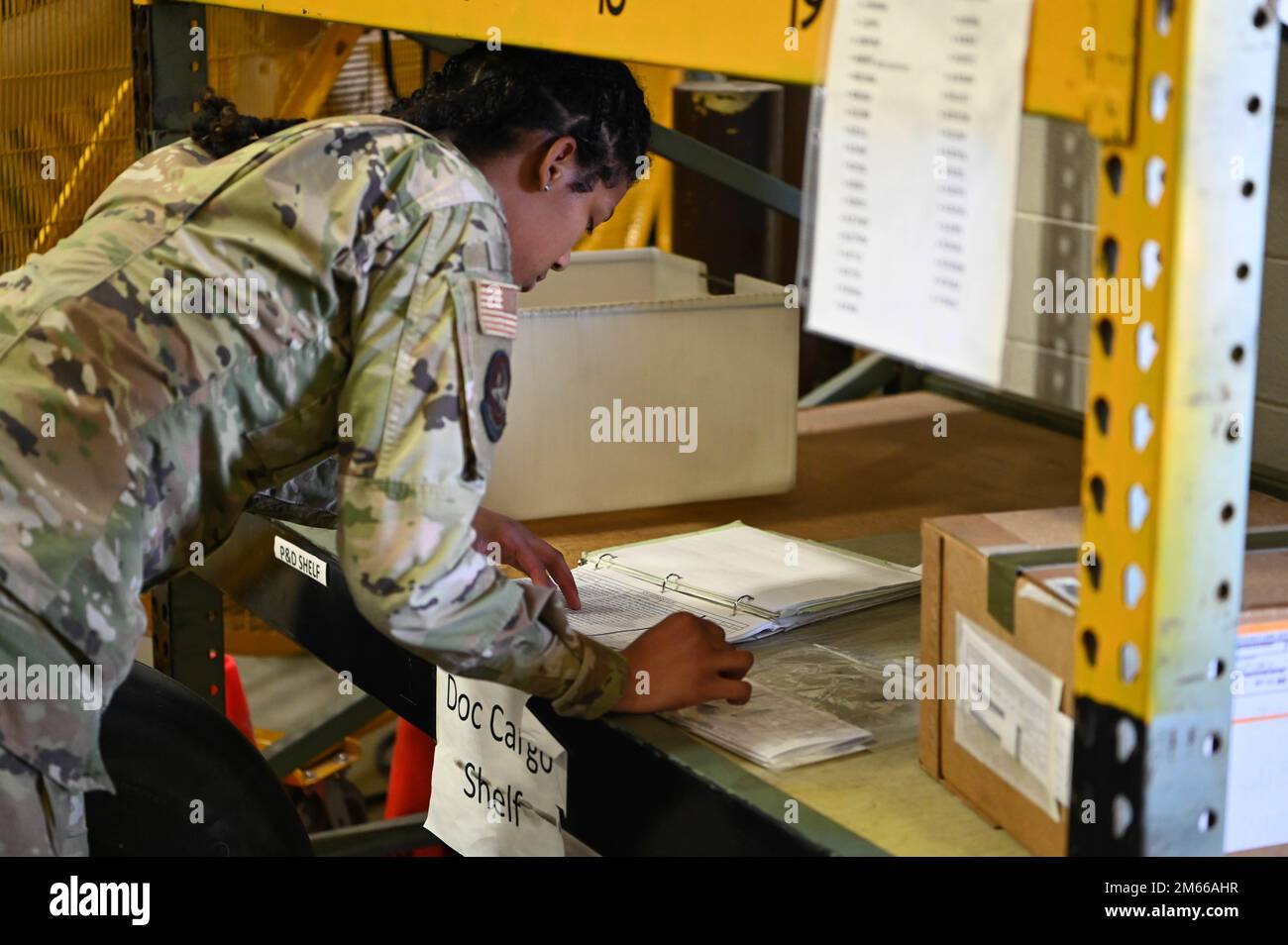 U.S. Air Force Airman Hastings, Aircraft Technician, 509 LRS, keeps ...