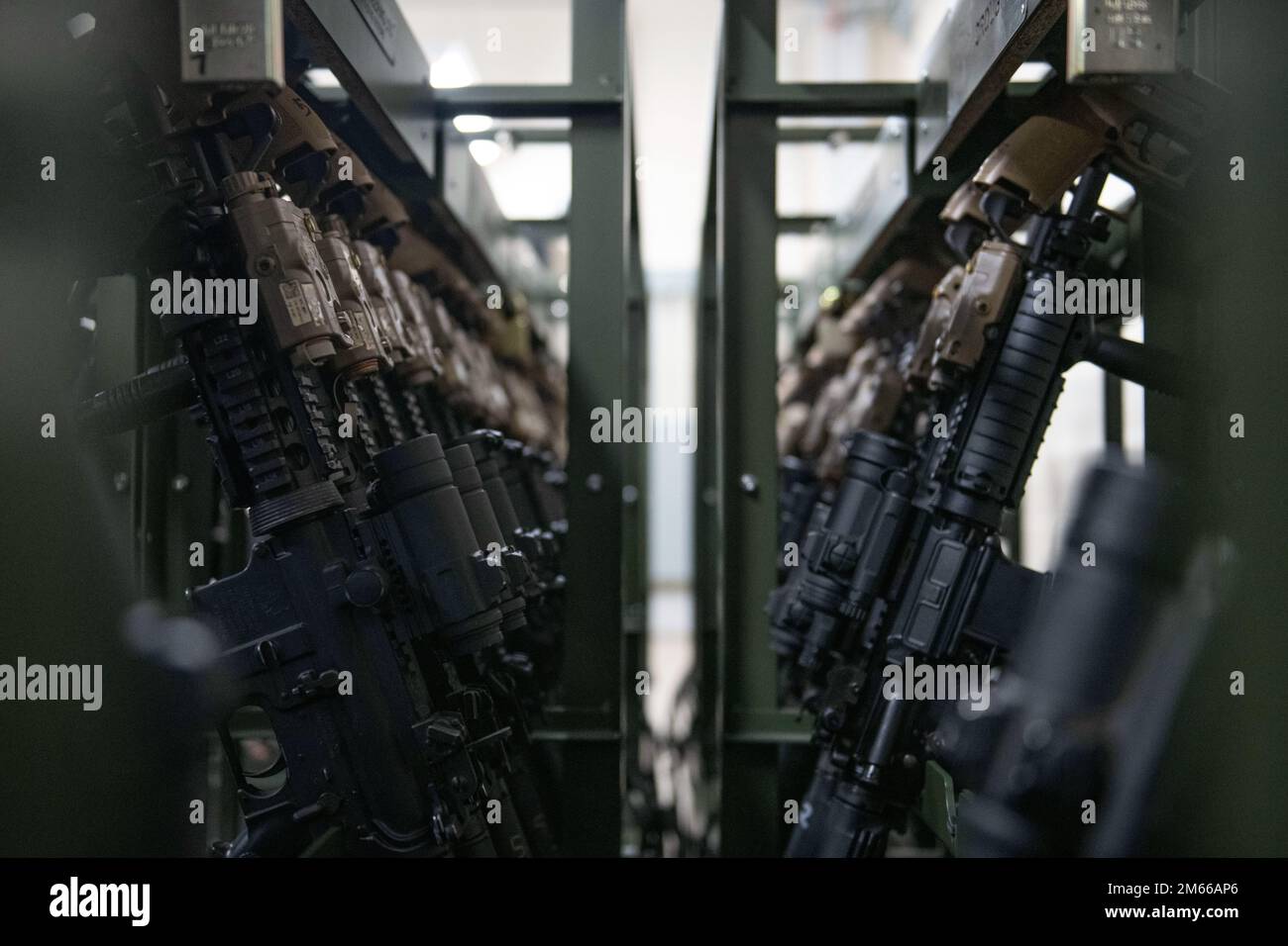 Weapons sit in their racks at RAF Croughton, England, April 6, 2022 ...