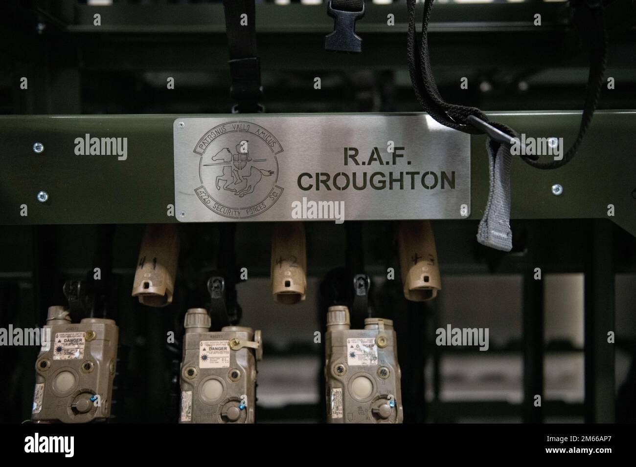 Weapons sit in their racks at RAF Croughton, England, April 6, 2022 ...
