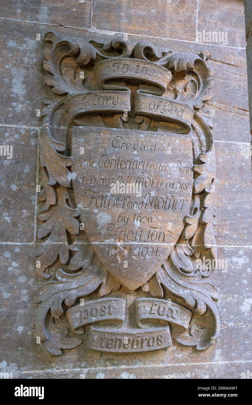 Plaque on the side of the Samuelson Mausoleum,Ockham Manor, Ockham ...