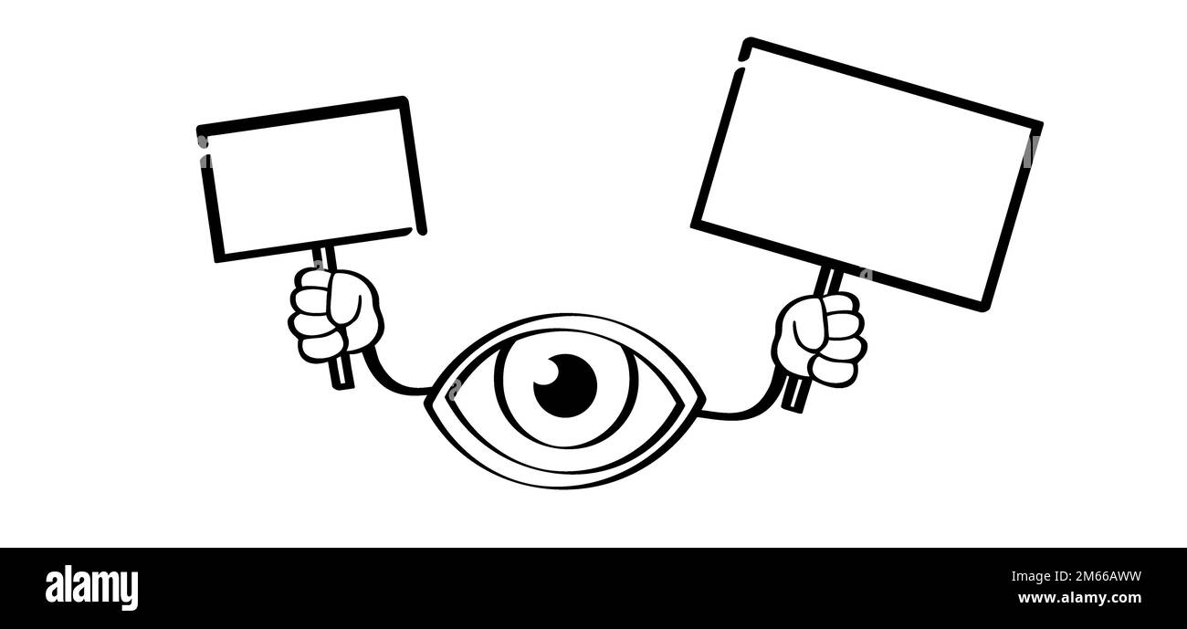 Cartoon drawing stickman, stick figures man and eye and iris. For world ...