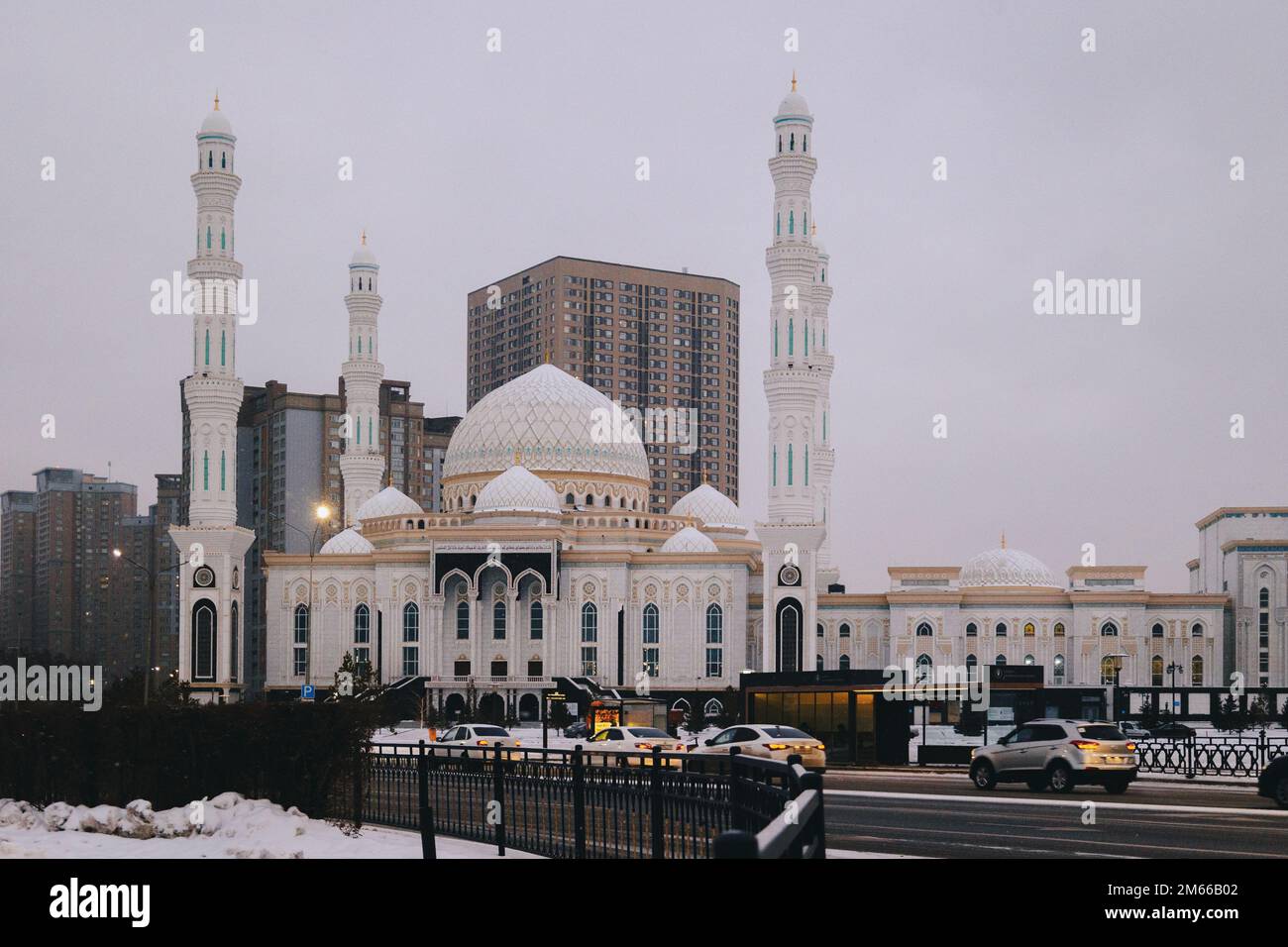 Astana, Kazakhstan - November 23, 2022: Panoramic view of snow-white ...