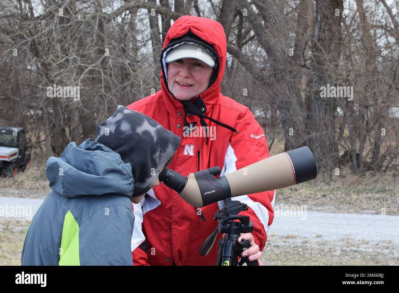 Nebraska Army National Guard environmental analyst Rebecca Howser helps ...