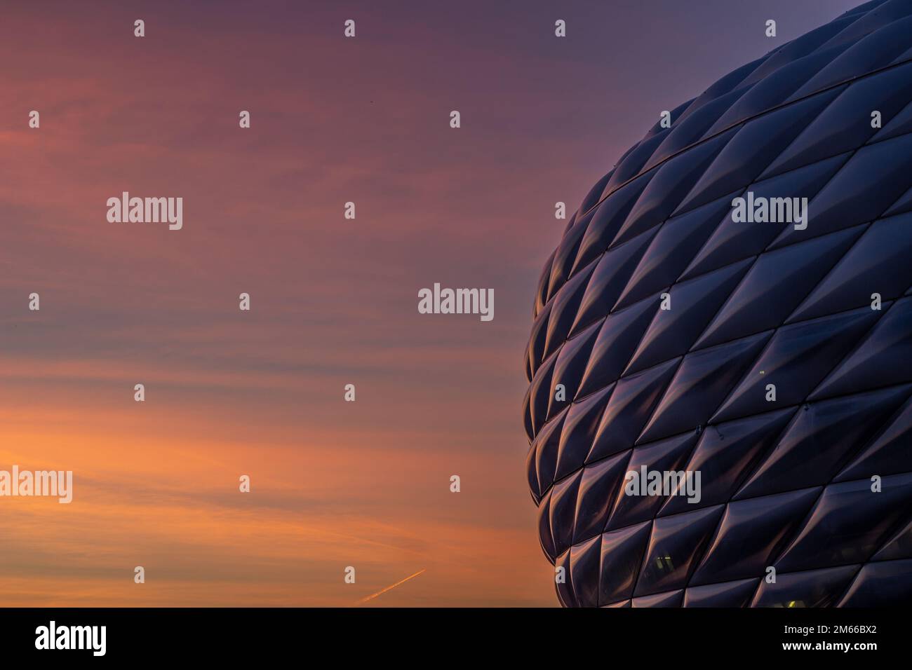 Facade of football stadium at sunset in Munich, Germany Stock Photo - Alamy