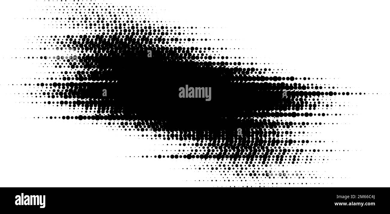 Grunge glitched halftone spot. Distorted comic pop art textured stain ...