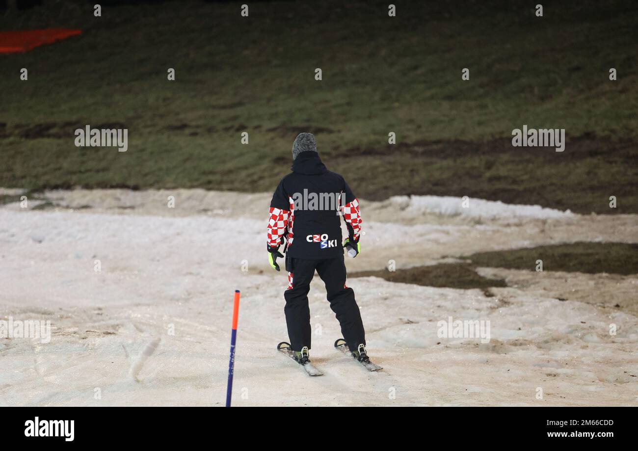 Preparations of Red downhill ski lane on Sljeme for Snow Queen Trophy ...