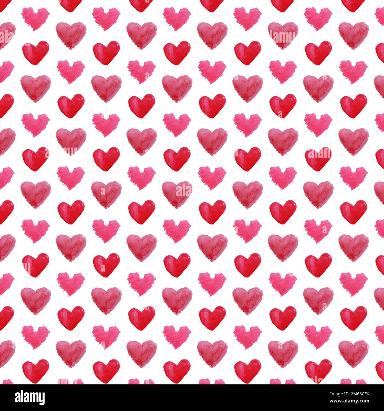 seamless hand-painted watercolor red hearts pattern on pink background ...