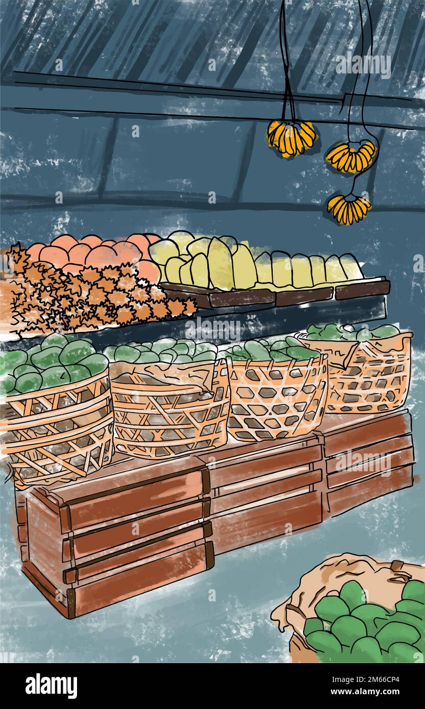 Asian fruit market in Bali Stock Vector Image & Art - Alamy