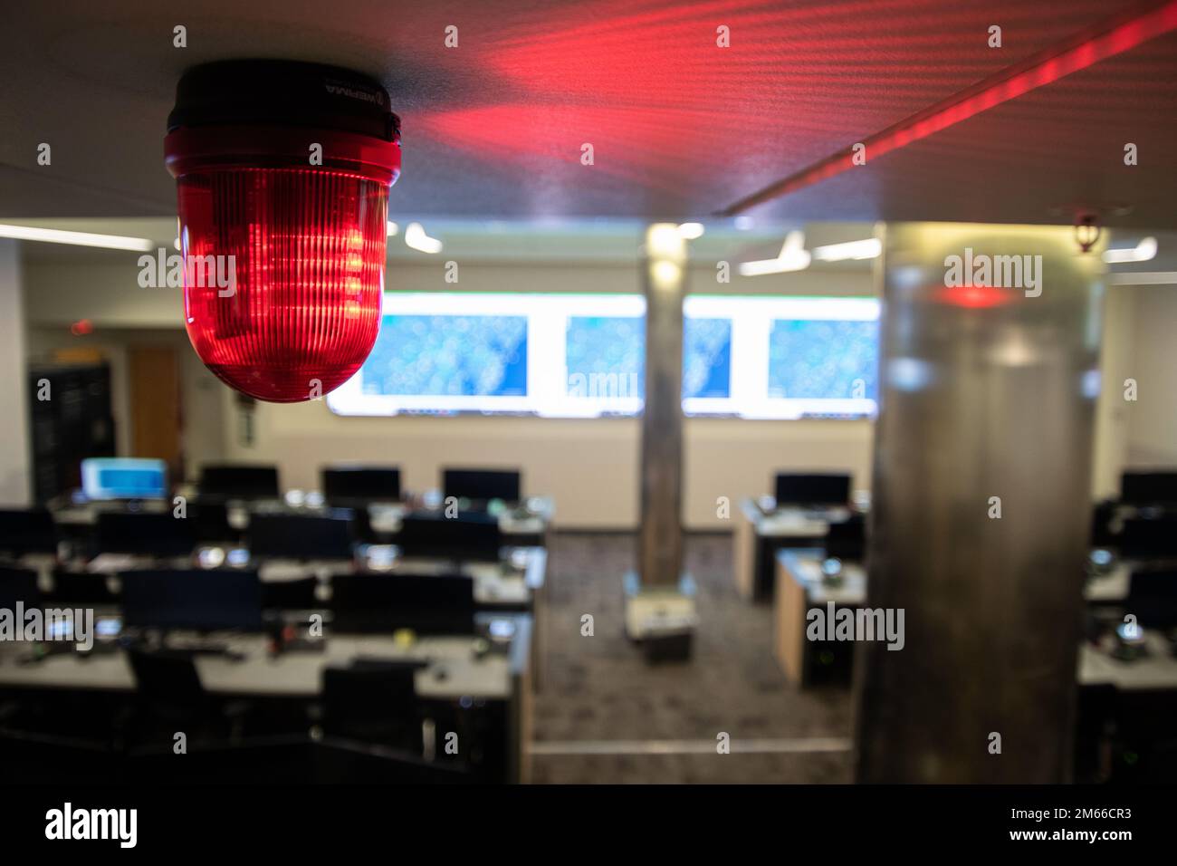 An alarm goes off in the Crisis Action Team (CAT) facility located at ...