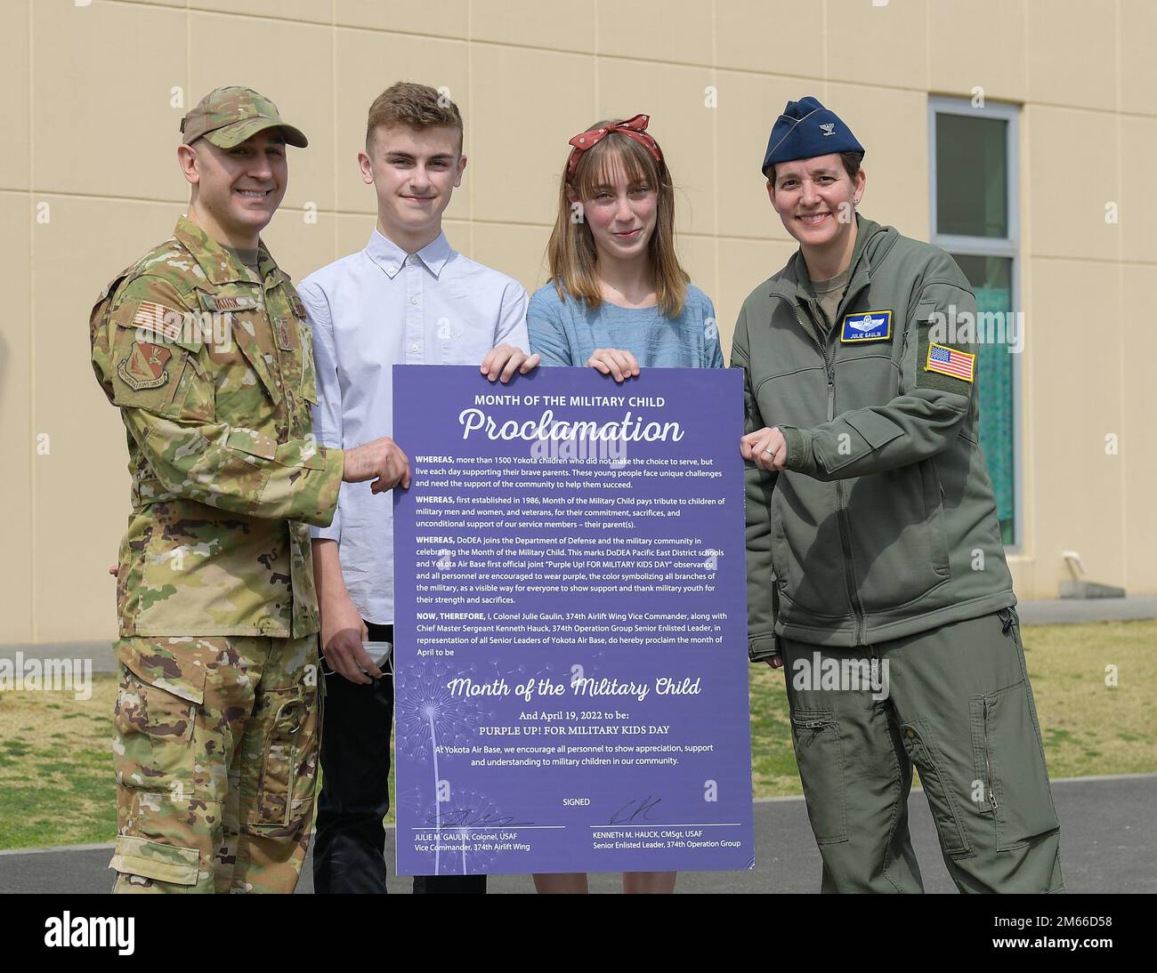 Chief Master Sgt. Kenneth Hauck, left, 374th Operations Group command ...