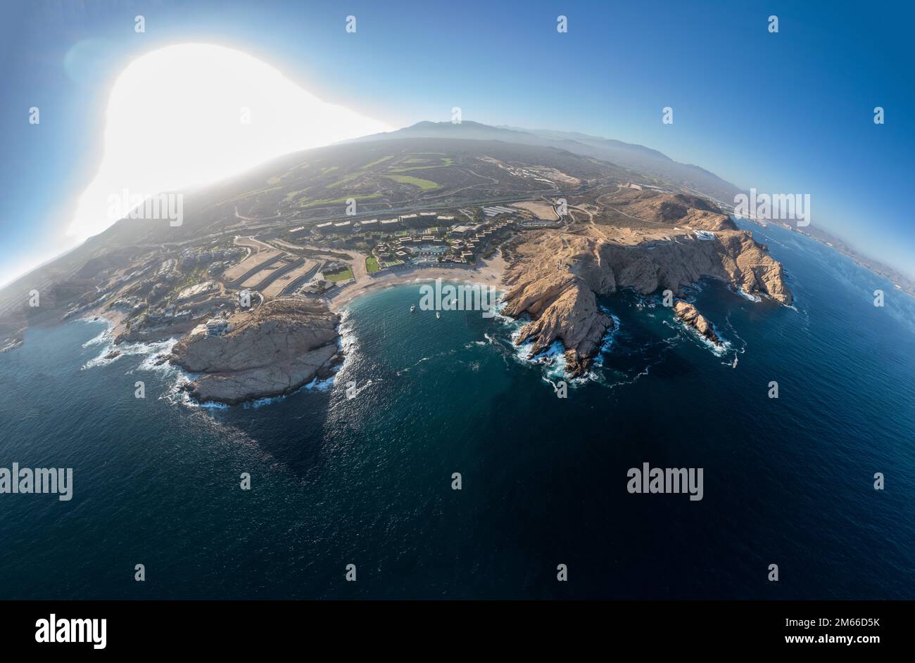 Panoramic view of Santa Maria beach with mountains in the background at ...