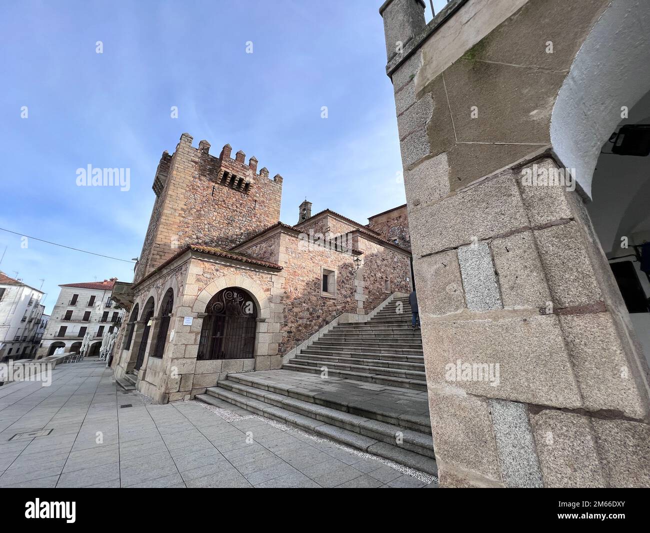 Main square of the city of Cáceres Stock Photo - Alamy