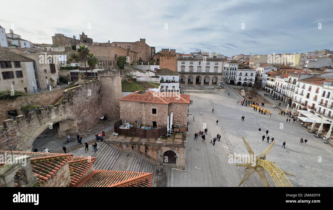 Main square of the city of Cáceres Stock Photo - Alamy