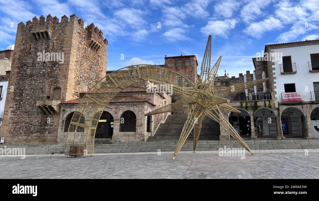 Main square of the city of Cáceres Stock Photo - Alamy