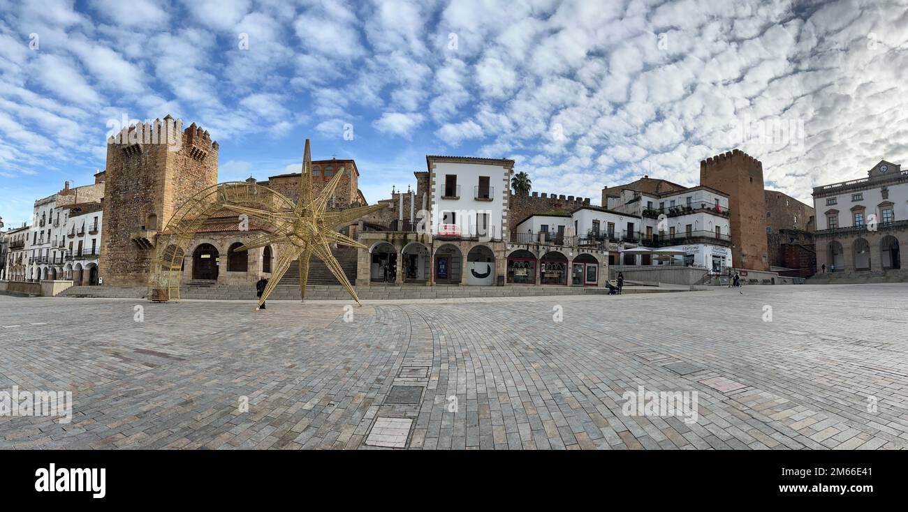 Main square of the city of Cáceres Stock Photo - Alamy
