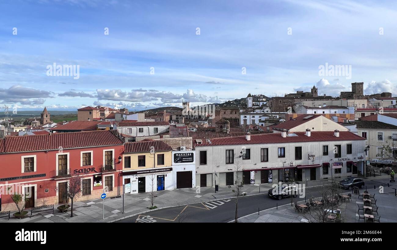 Main square of the city of Cáceres Stock Photo - Alamy