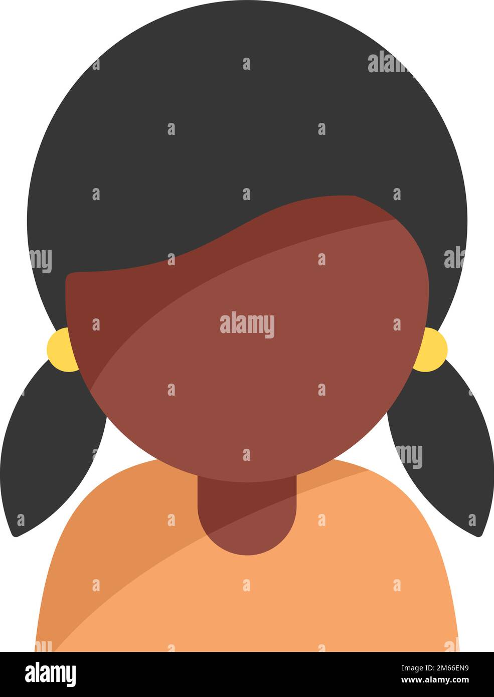 African school girl icon flat vector. Young people. Happy girl isolated ...