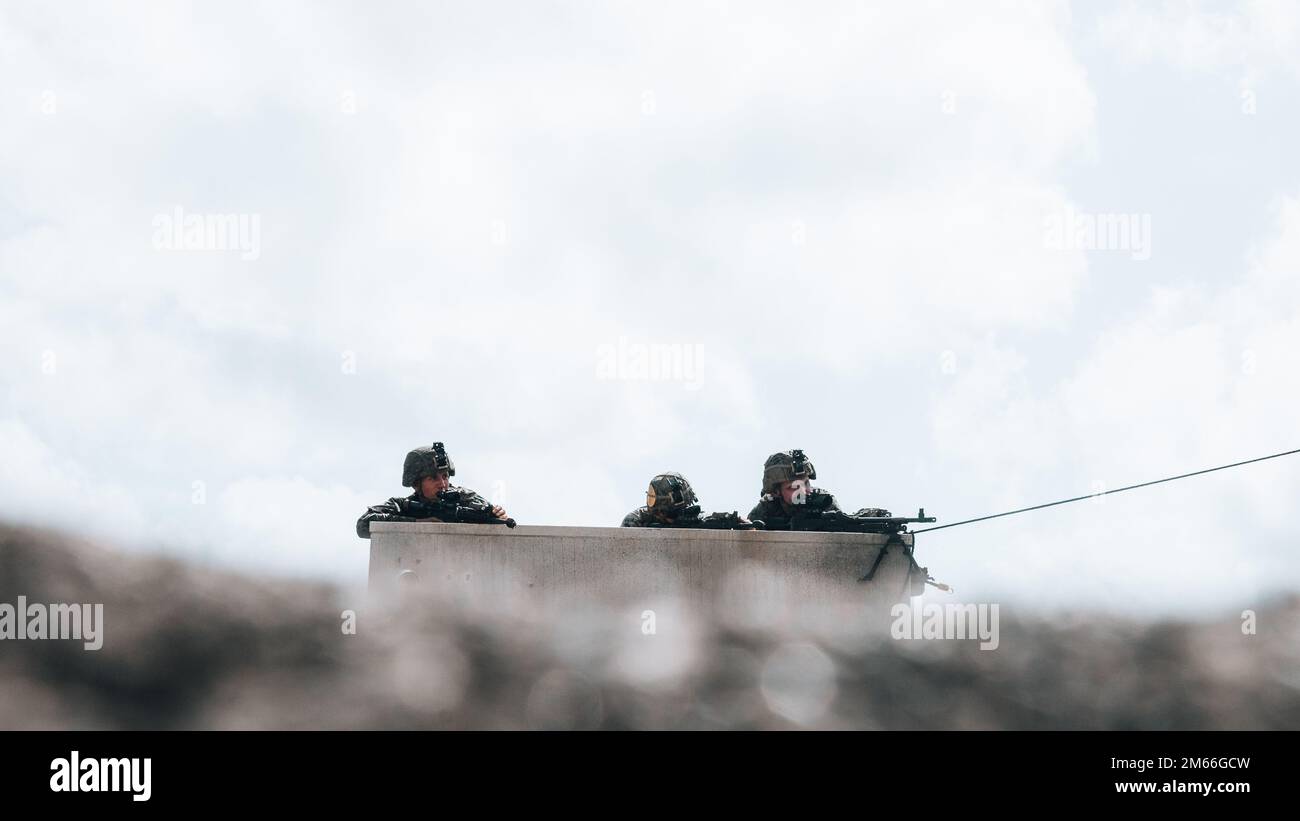 U.S. Marines with 3d Battalion, 3d Marines post security during ...