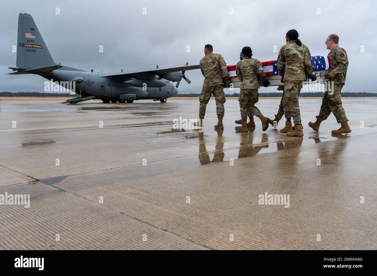 A team from the 934th Force Support Squadron simualted the carrying of ...