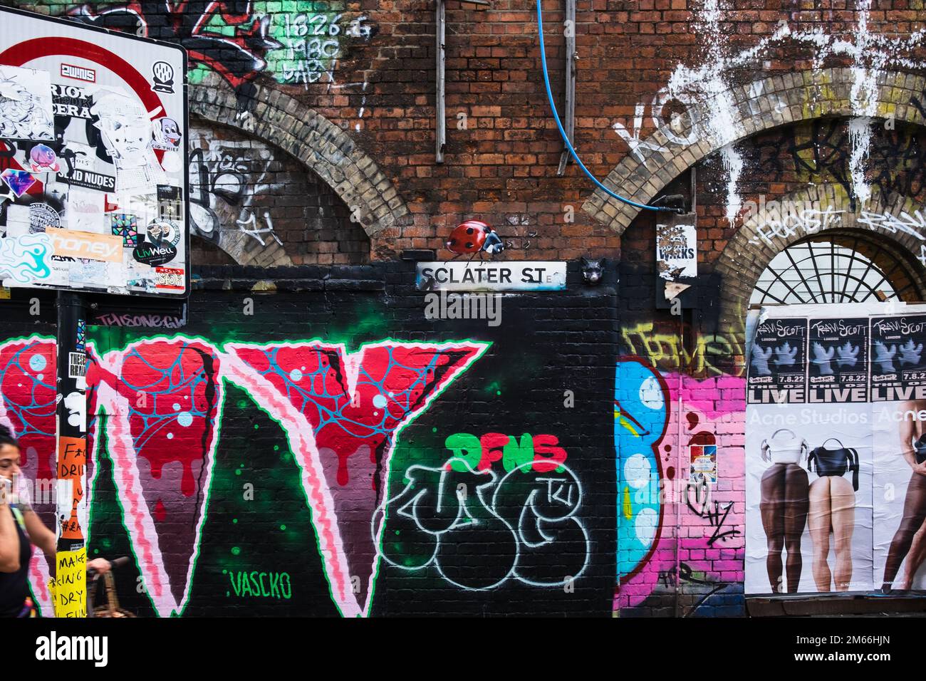 London, UK, July 2022, view of murals at Sclater street in the East End ...