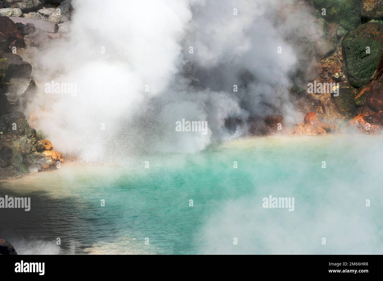 Umijigoku, one of the eight hells (Jigoku), multi-colored volcanic pool ...