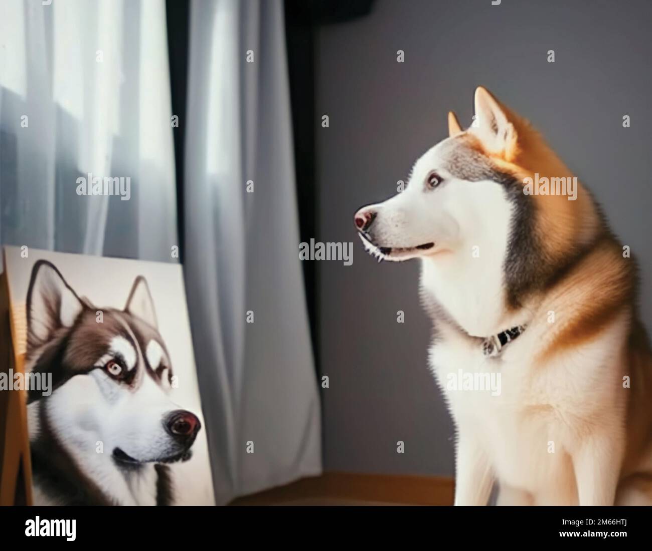 Spitz dog painting Stock Vector Images - Alamy