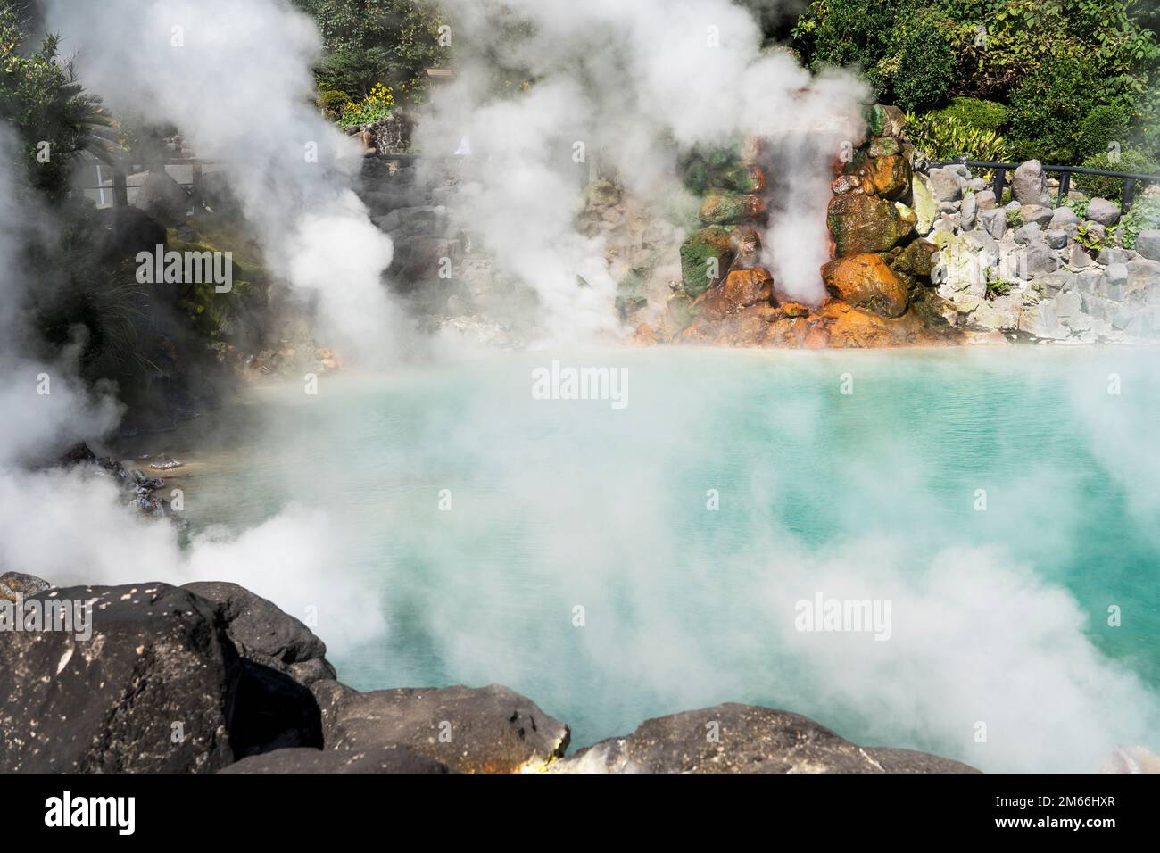 Umijigoku, one of the eight hells (Jigoku), multi-colored volcanic pool ...