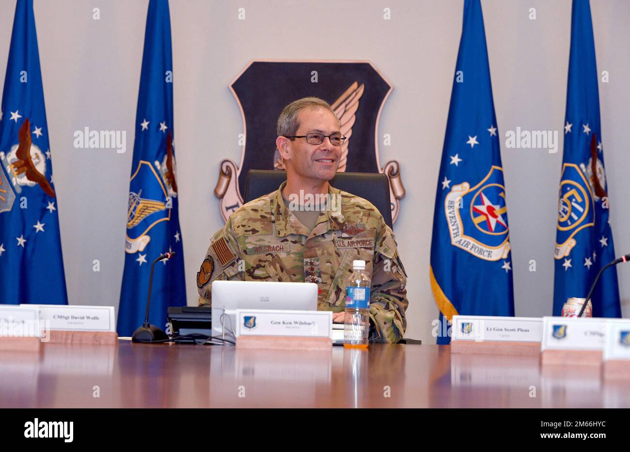U.S. Air Force Gen. Ken Wilsbach, Pacific Air Forces commander, smiles ...