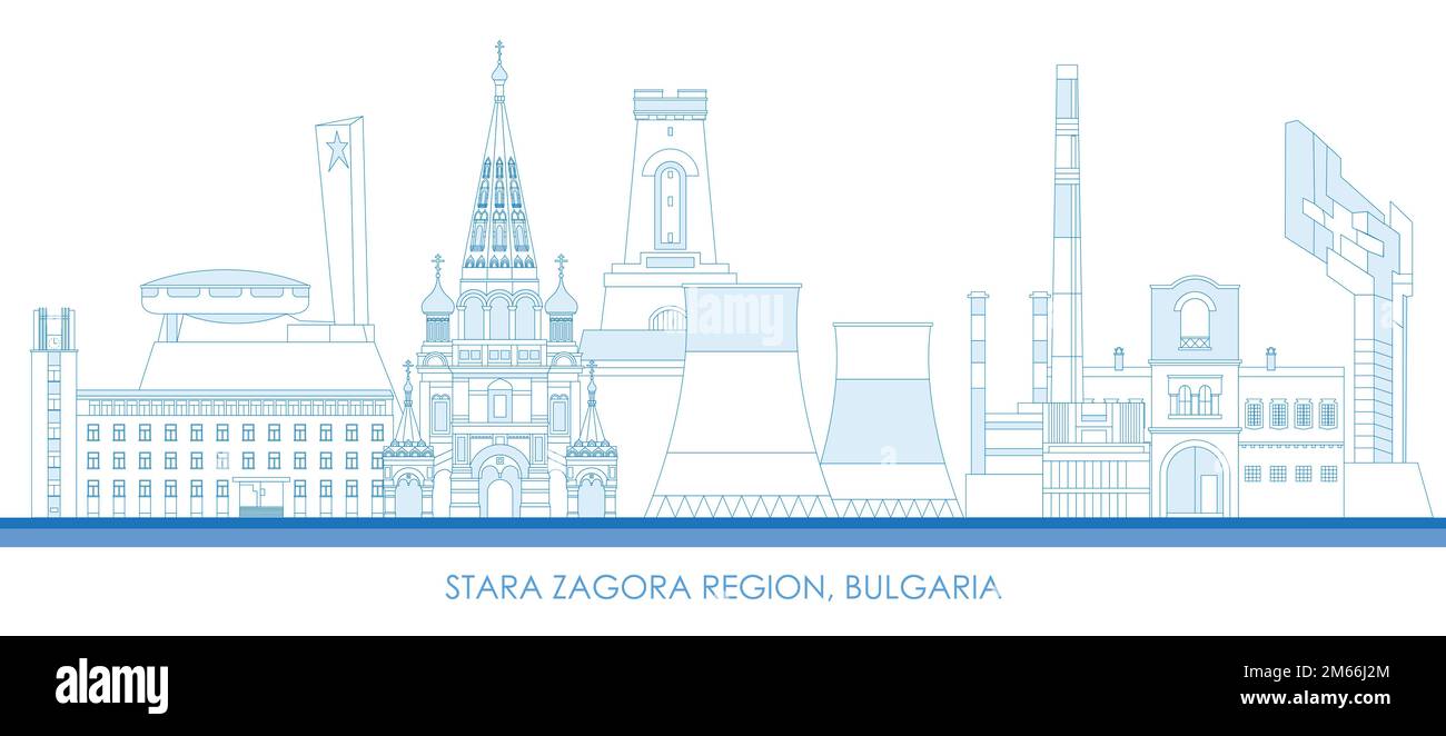 Outline Skyline panorama of Stara Zagora Region, Bulgaria- vector ...