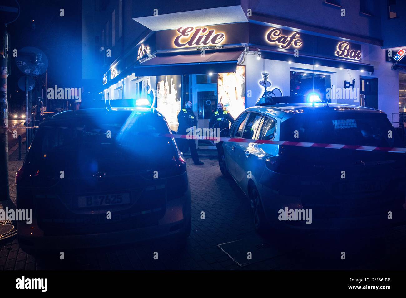 Berlin, Germany. 02nd Jan, 2023. Police emergency vehicles are parked ...