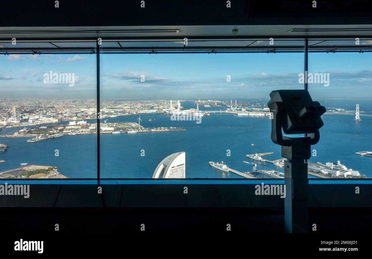 Yokohama, Japan - 12.09.2022: View of Yokohama bay from observatory of ...