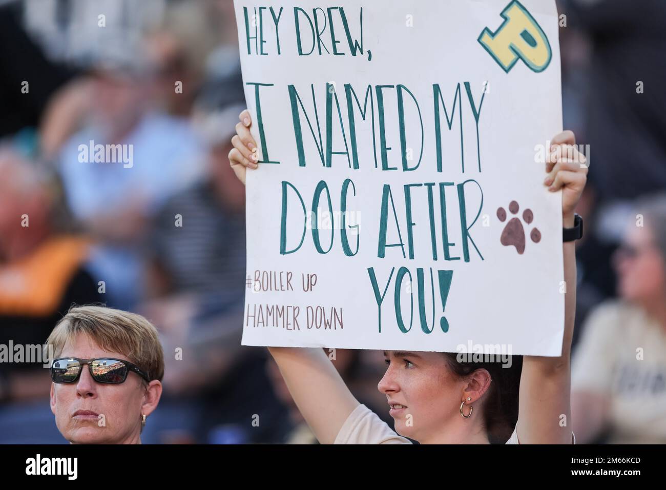Orlando, Florida, USA. January 2, 2023: A Purdue fan holds a sign ...