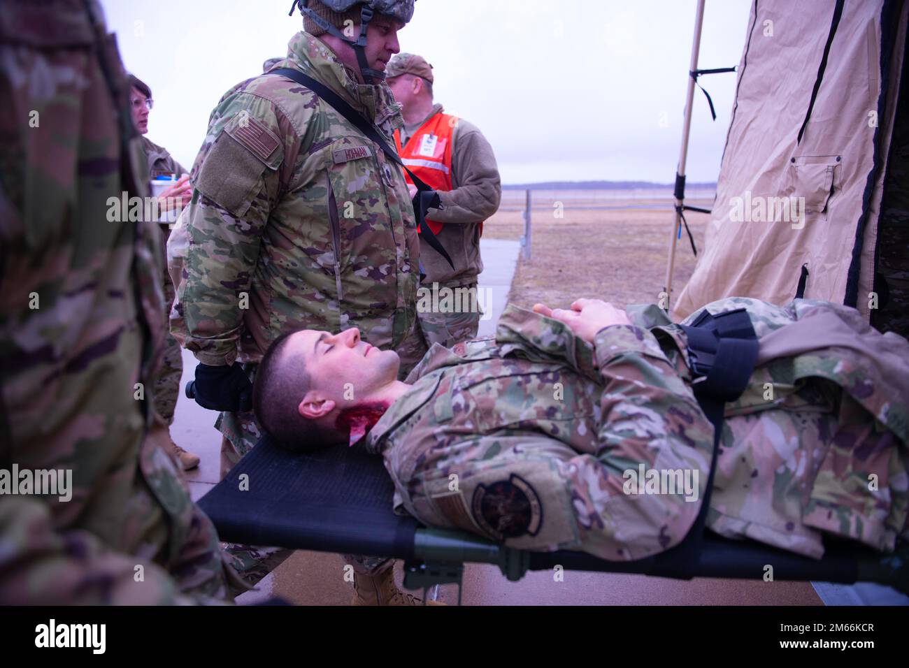 Cpt. Kyle Wall, a clinical nurse with the 934th Aeromedical Staging ...