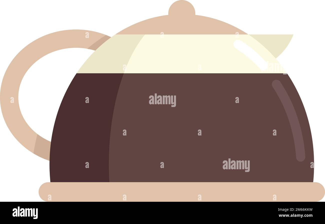 Glass coffee pot icon flat vector. Espresso cup. Morning food isolated ...