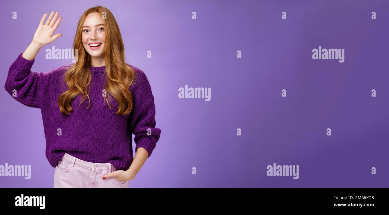 High five mate, hello. Portrait of friendly and excited charming kind ...