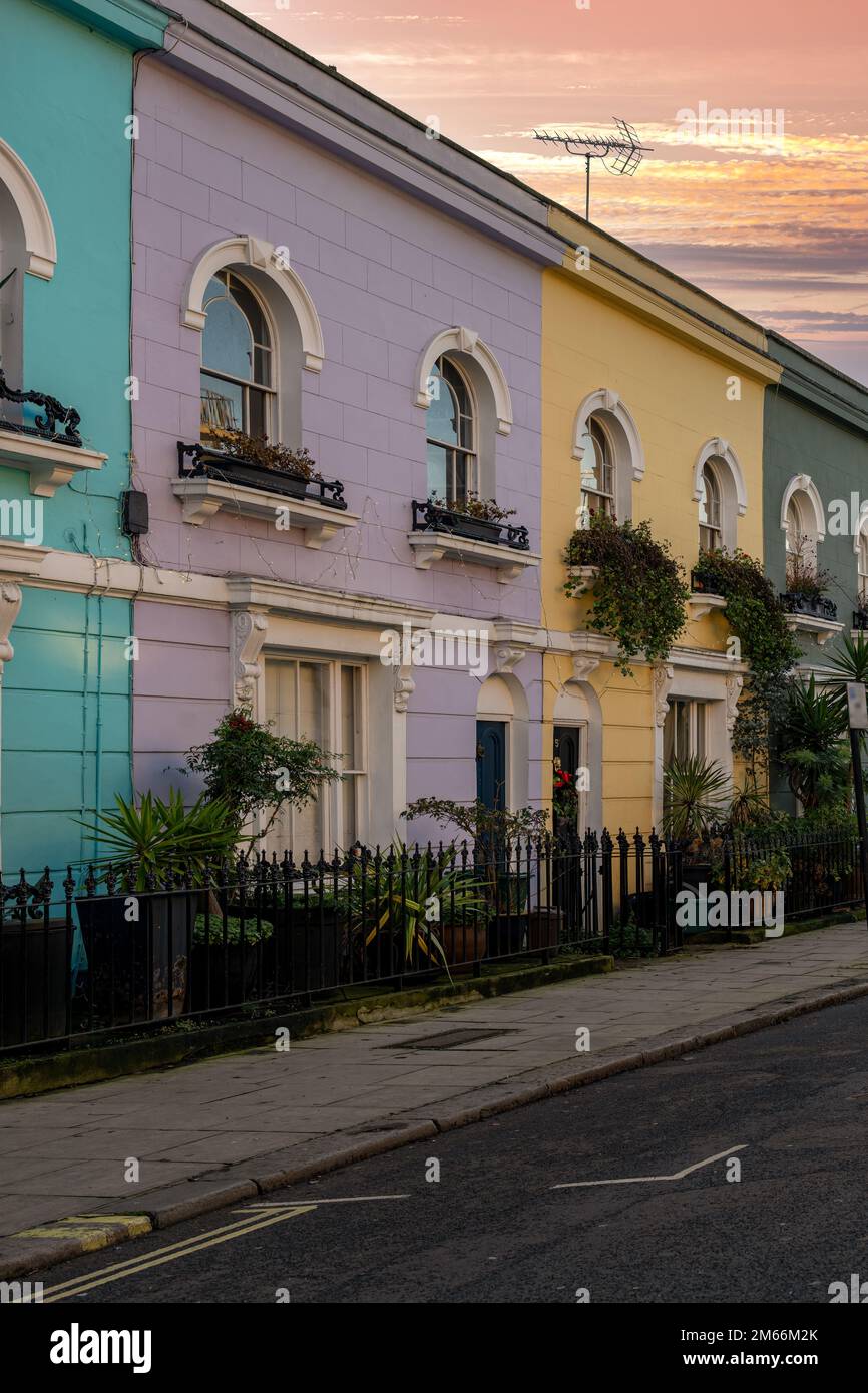 LONDON, ENGLAND - JANUARY 2nd, 2023: Pretty street in London with ...