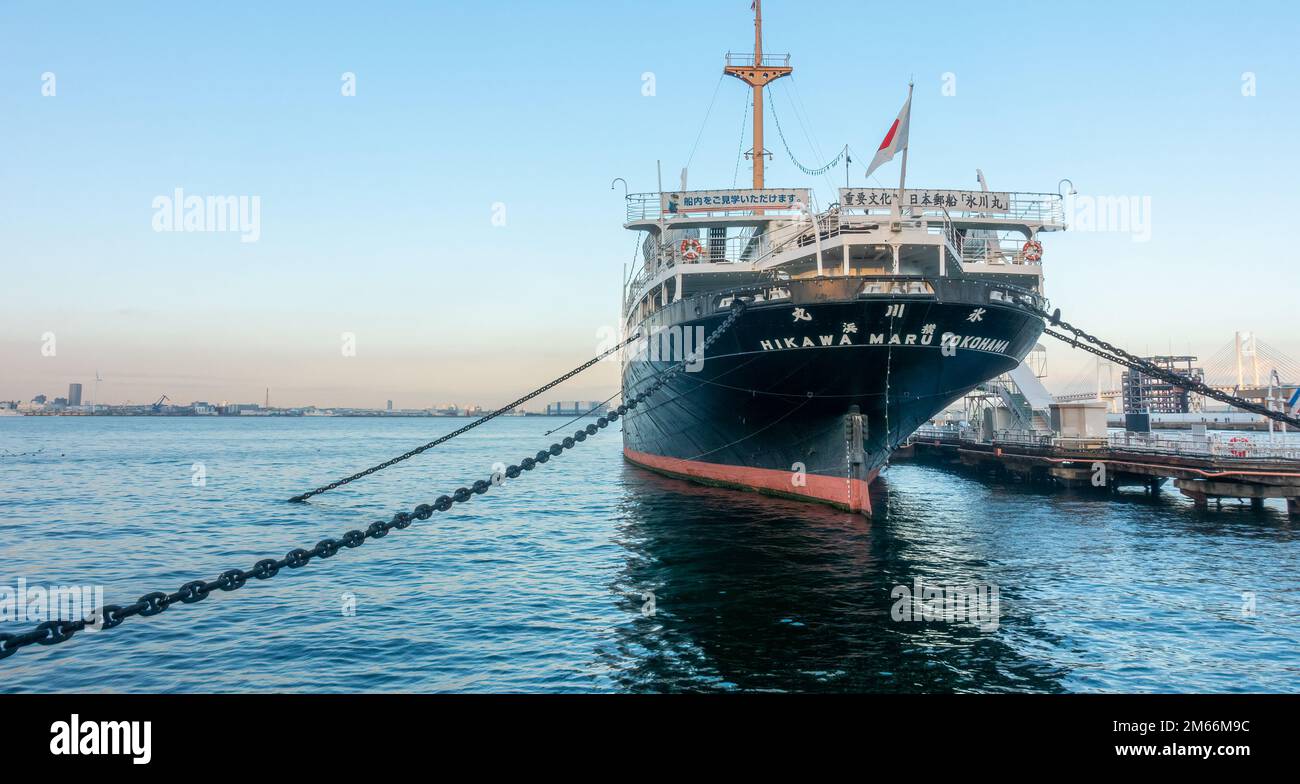 Yokohama, Japan - 12.09.2022: Old ocean liner ship Hikawa Maru, that ...