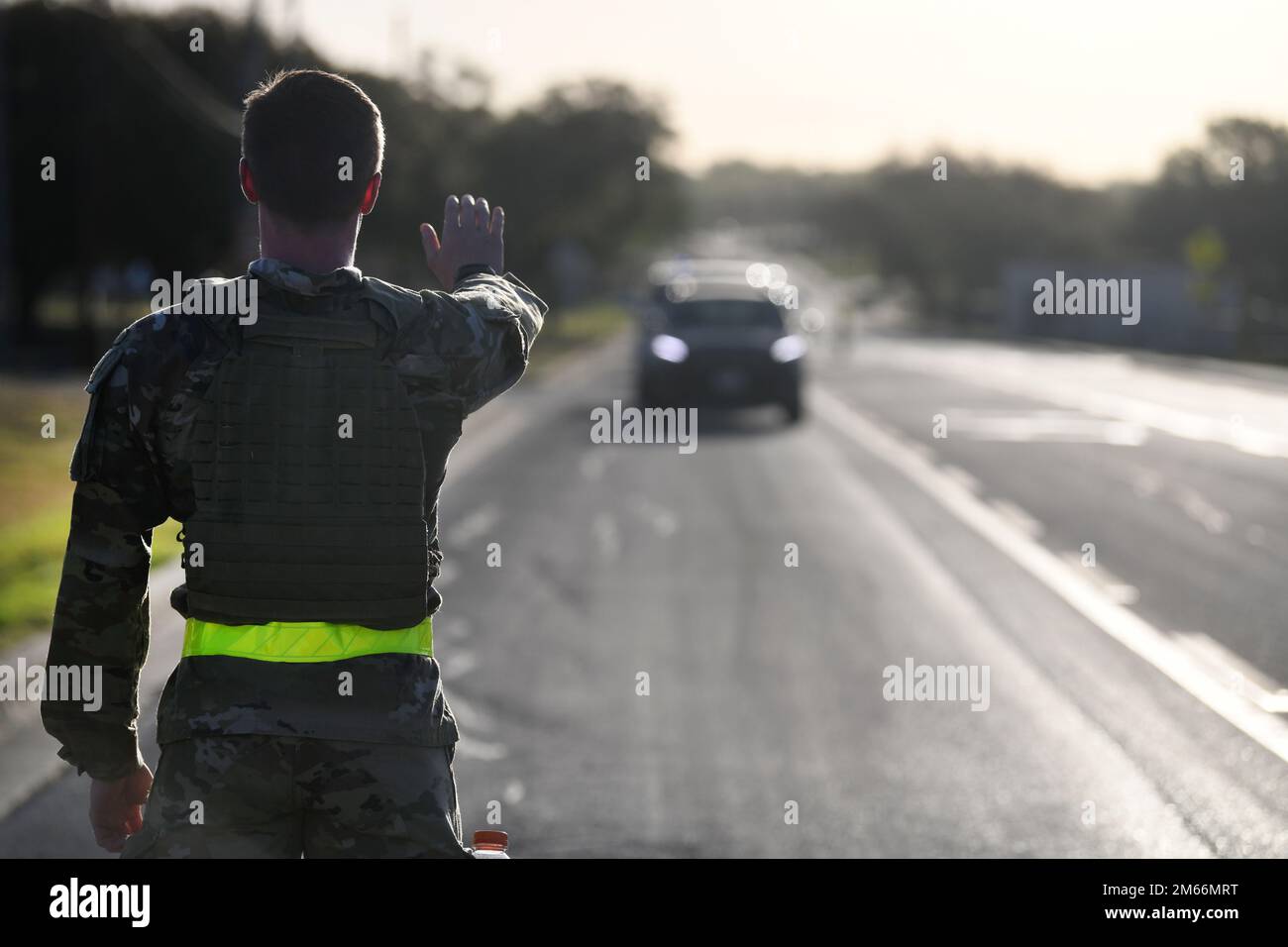 Special Warfare Trainees stop traffic during the Special Warfare ...
