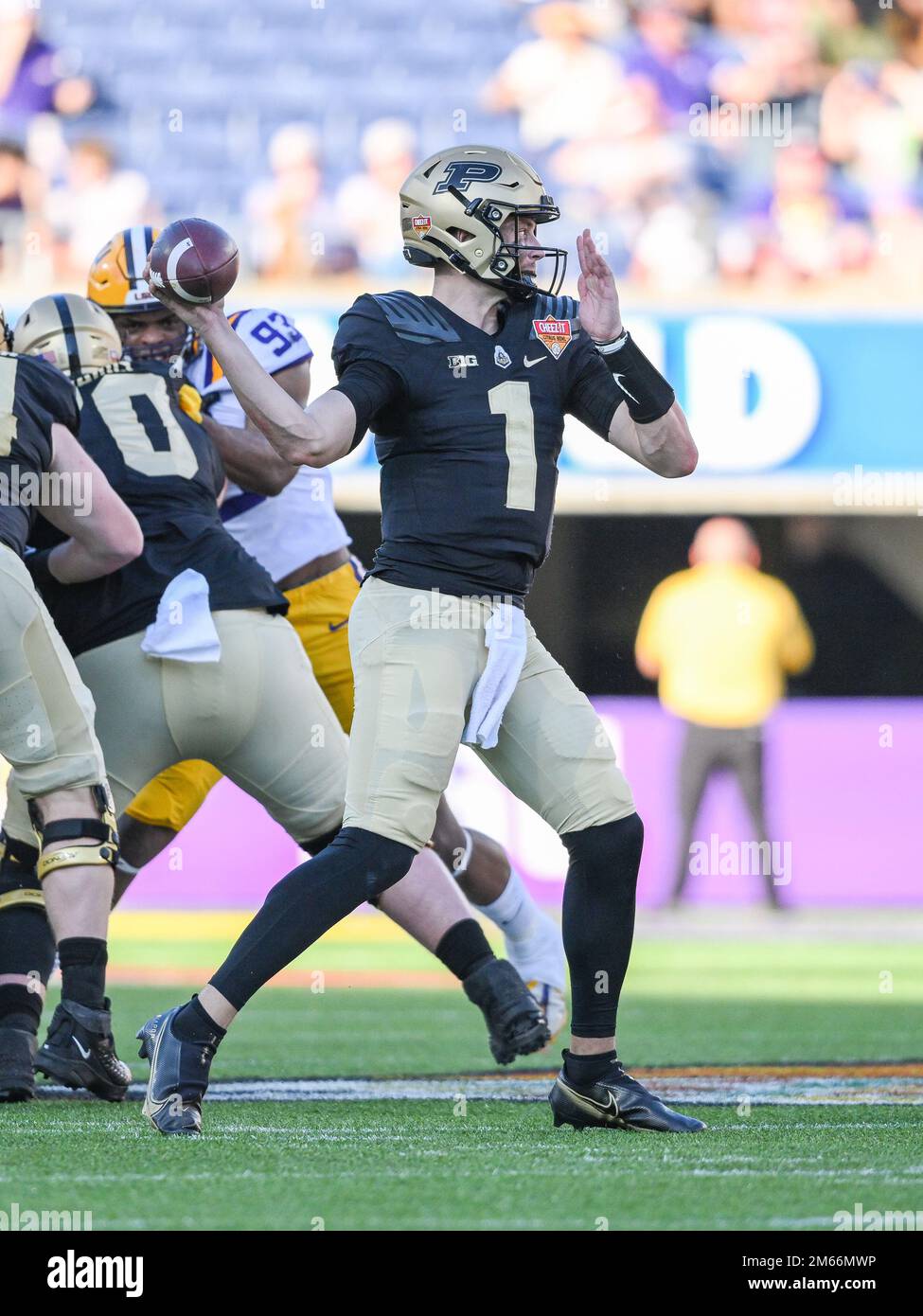Orlando, Florida, USA. January 2, 2023: Purdue Boilermakers quarterback ...