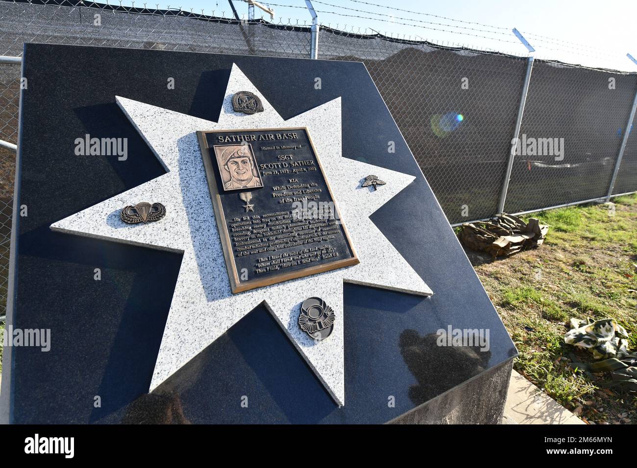 The newly refitted memorial for U.S. Air Force Staff Sgt. Scott Sather ...