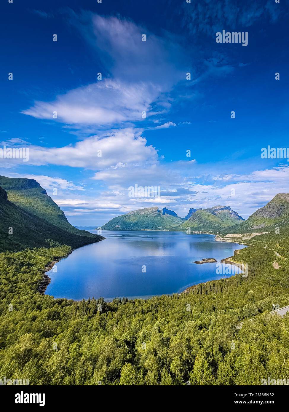 Landscape of the fjord of Senja from Bergsbotn Platform, Norway Stock ...