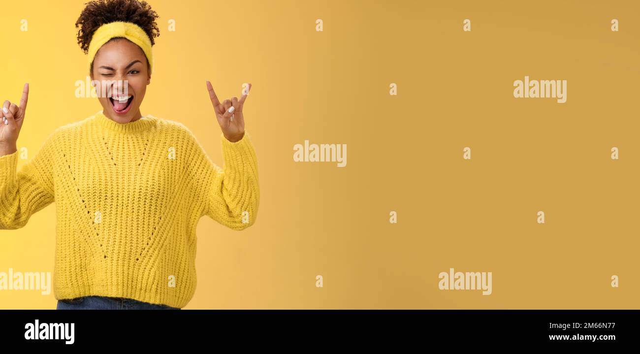 Carefree cool stylish millennial african girl having fun chilling ...