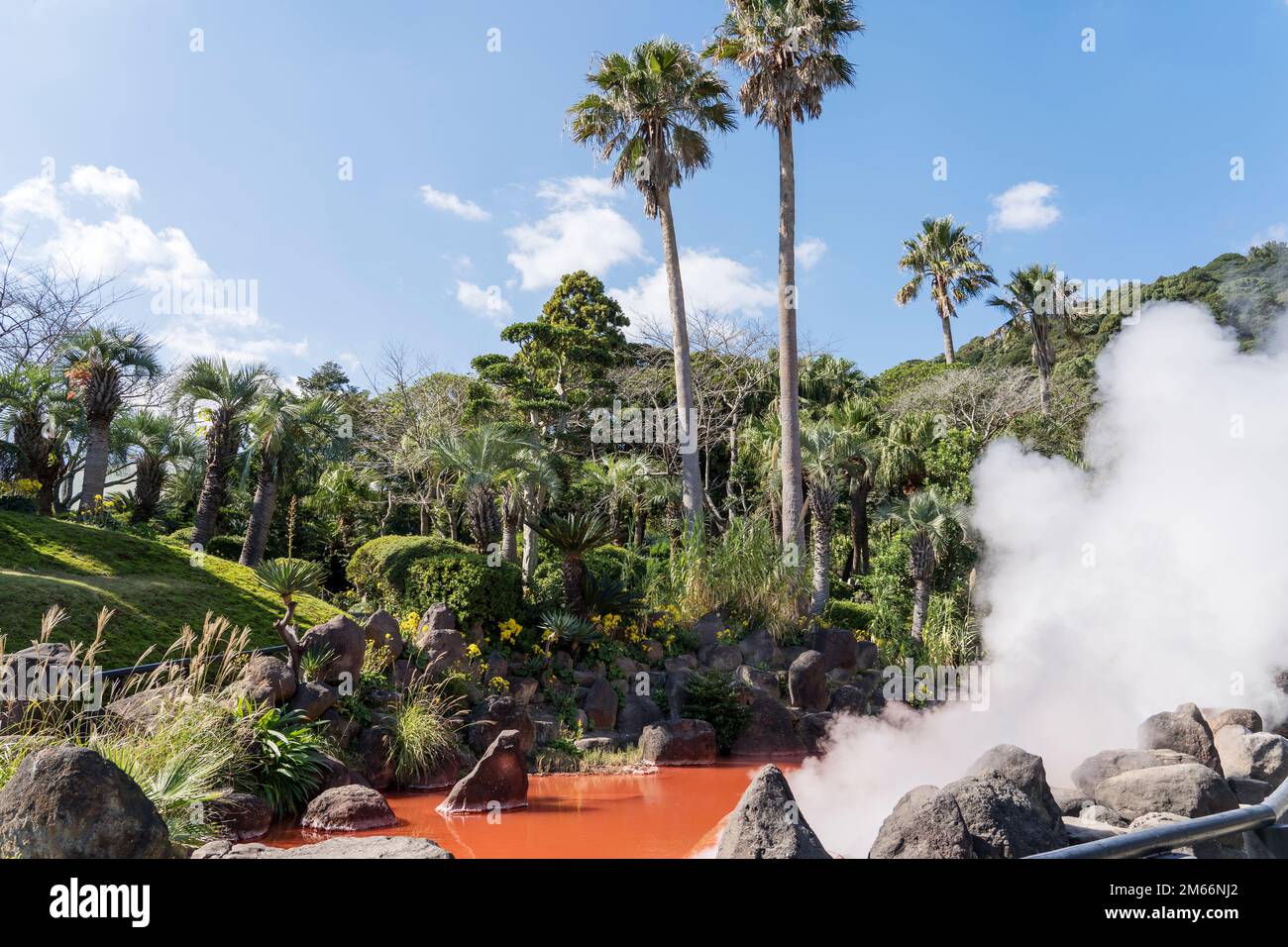 Red thermal pool Jigoku at Umijigoku in Beppu, Japan Stock Photo - Alamy