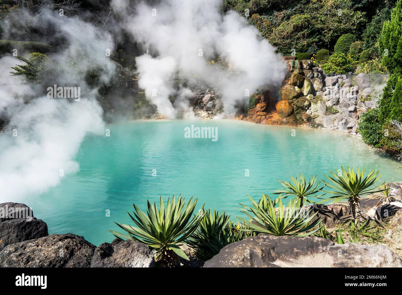 Umijigoku, one of the eight hells (Jigoku), multi-colored volcanic pool of boiling water in ...