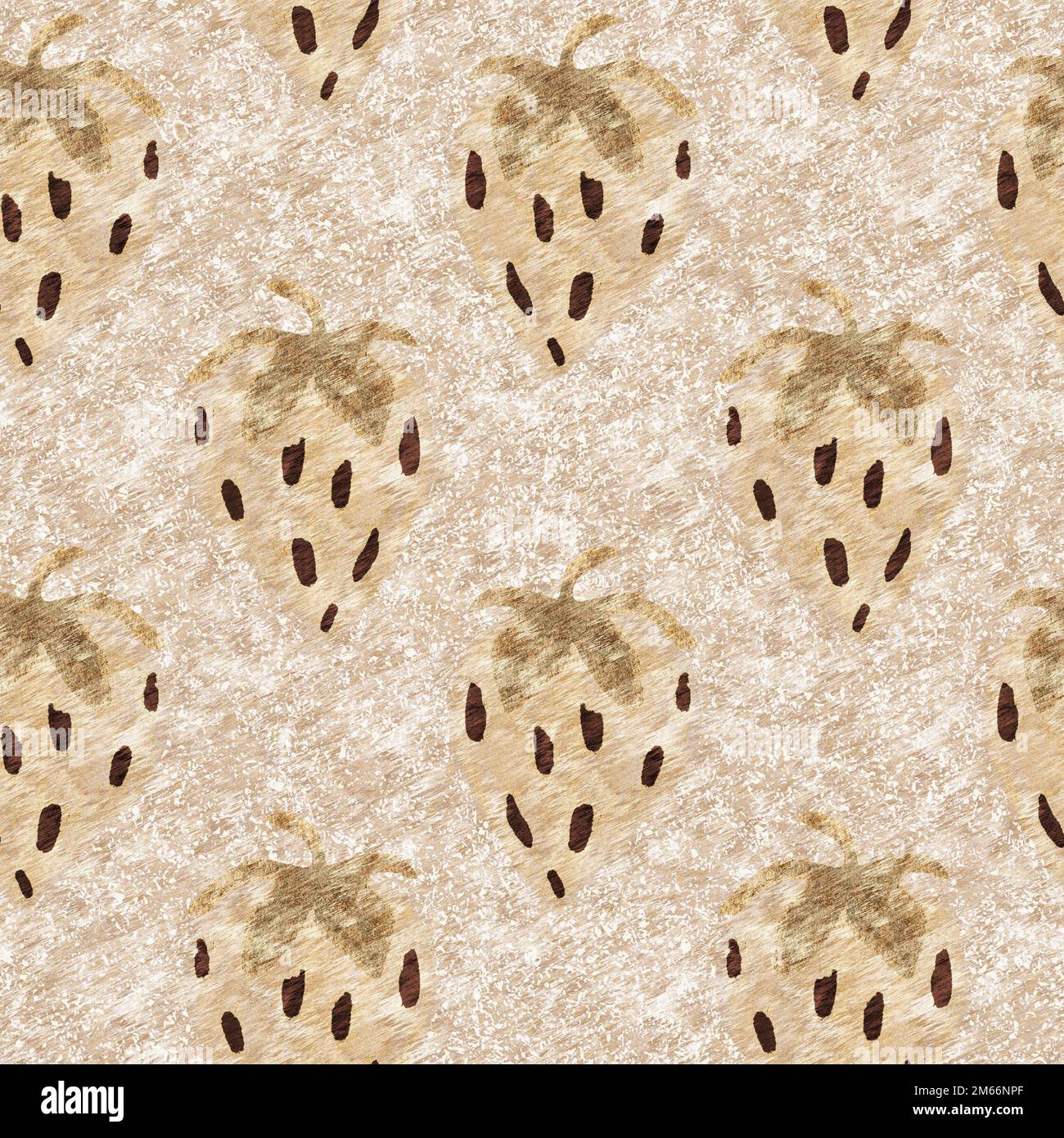Brown linen strawberry vintage seamless pattern. Cottagecore marl retro ...