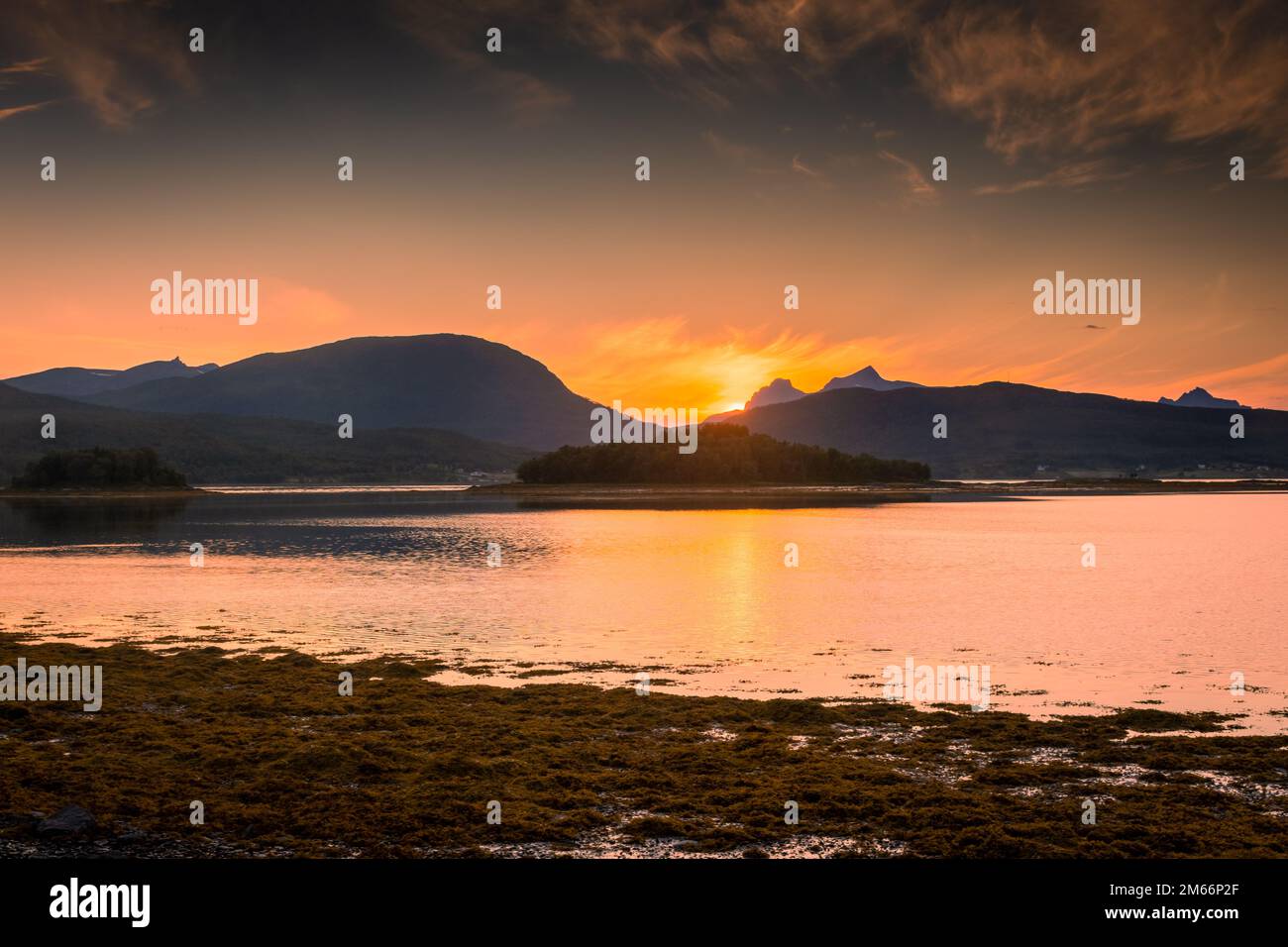 Beautiful sunset over a lake in Senja Island, Norway Stock Photo - Alamy
