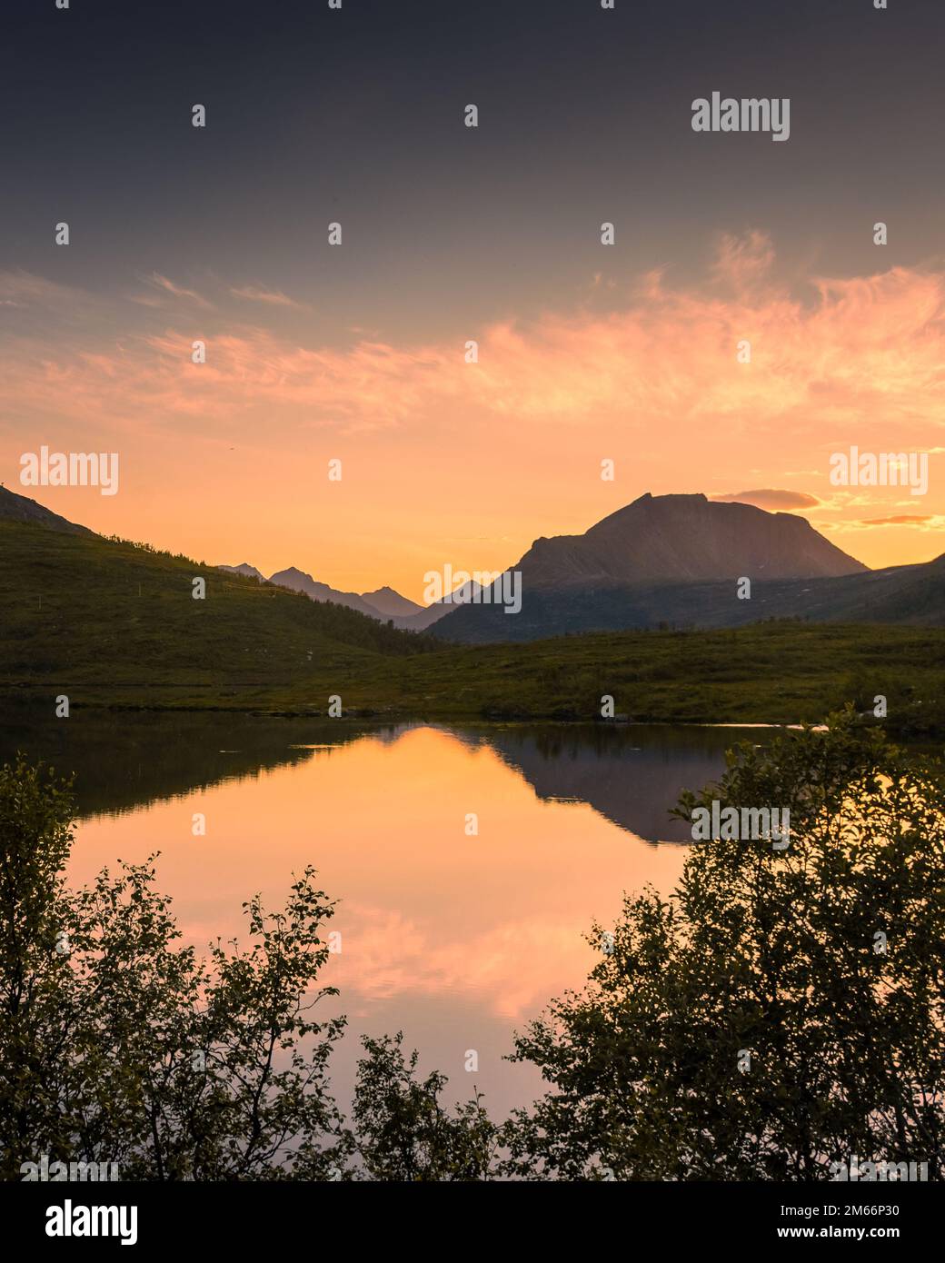 Beautiful sunset over a lake in Senja Island, Norway Stock Photo - Alamy